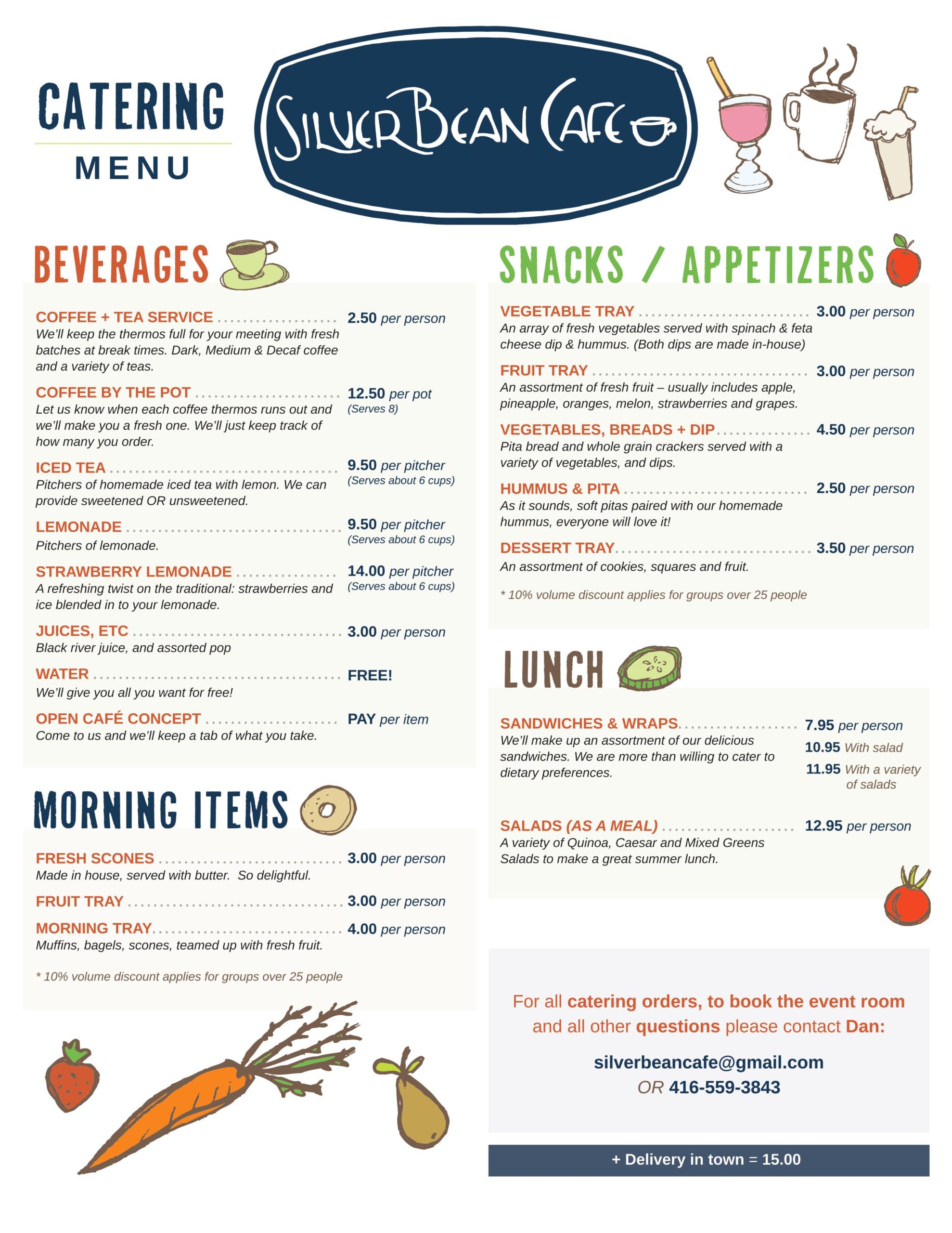 Catering Menu – Silver Bean Cafe
